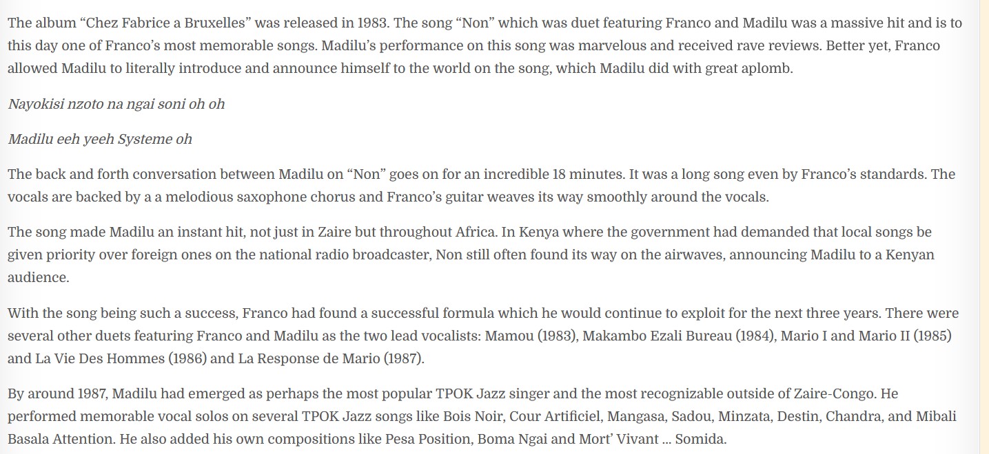 How a stroke of luck propelled Madilu System to greatness - Kenya Page